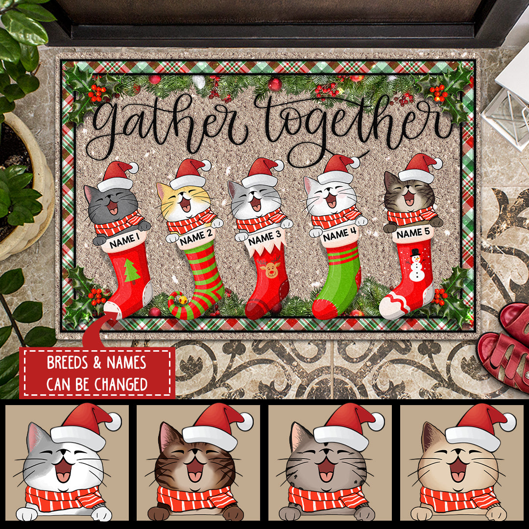 Gather Together - Christmas Stocking - Personalized Cat Christmas Door